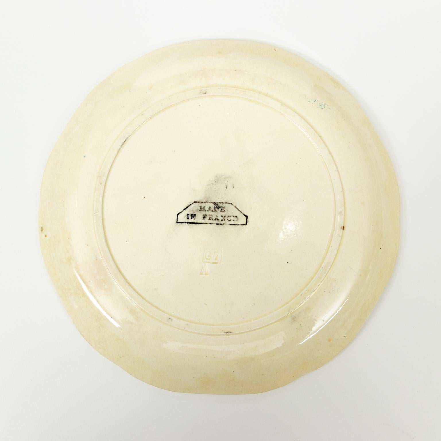 French Majolica Bunny Plate at 1stDibs