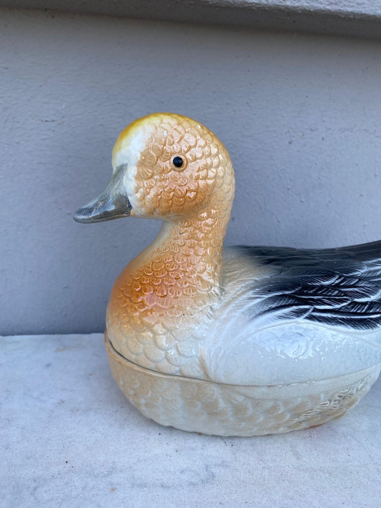 French Majolica Duck Tureen, circa 1950 For Sale at 1stDibs