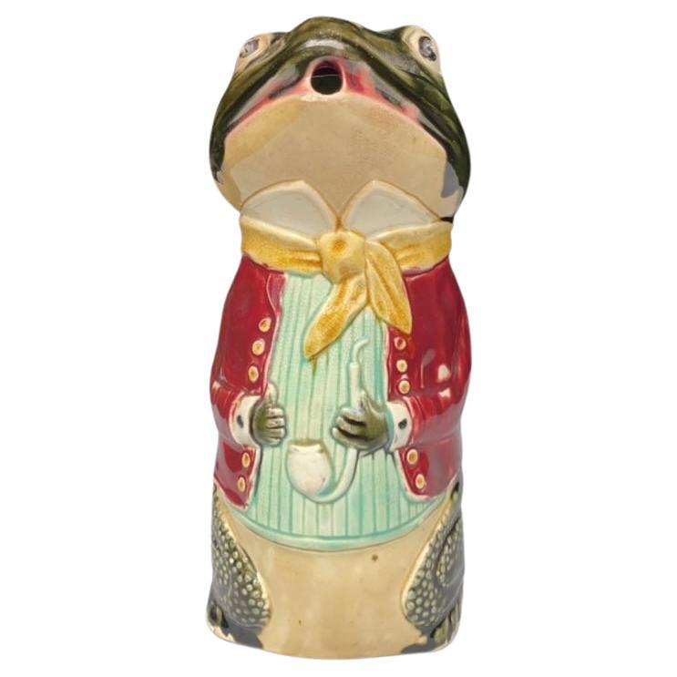 French Majolica Frog Pitcher Fives Lille, circa 1890 For Sale at 1stDibs