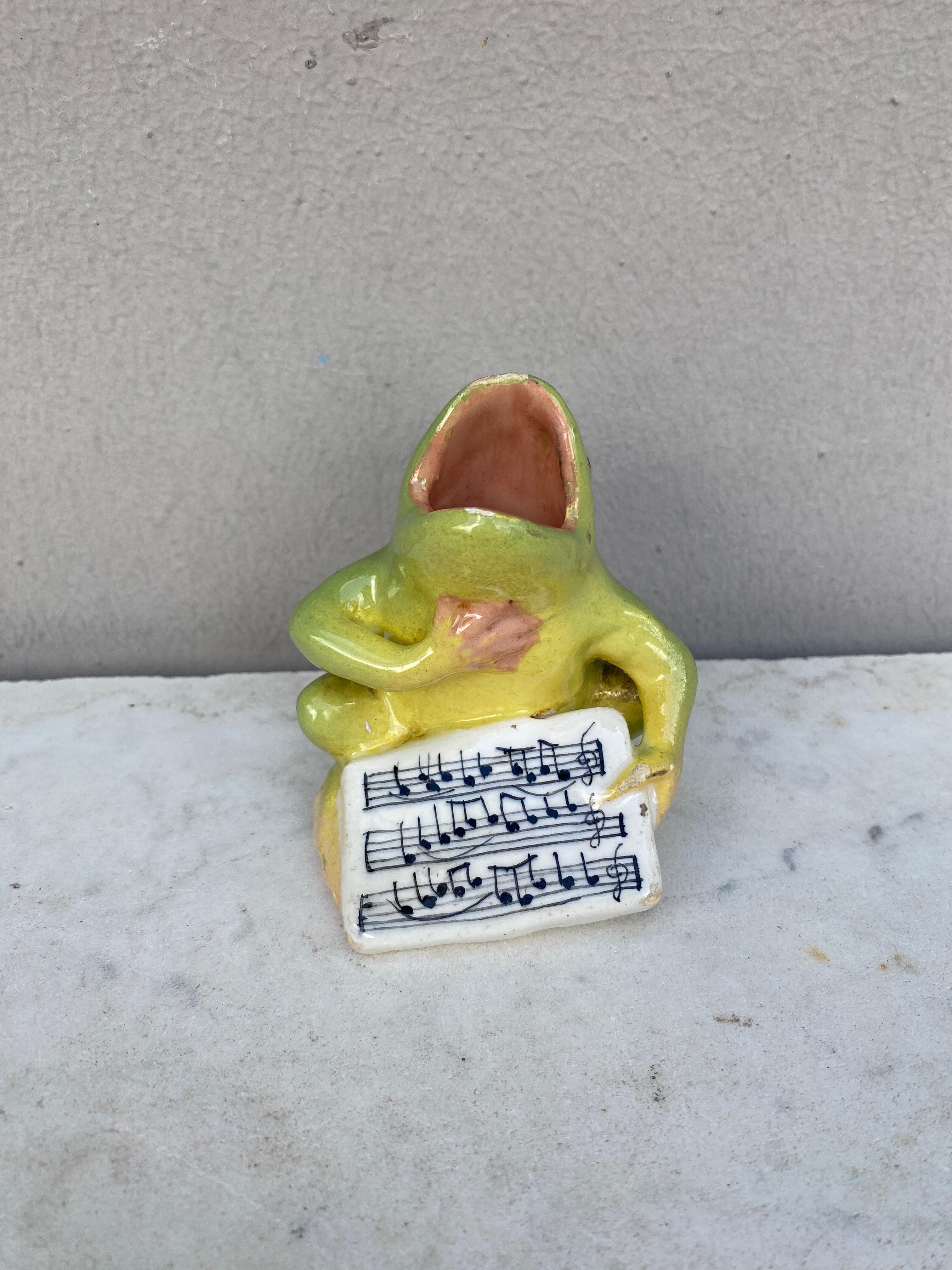French Majolica Frog with Music Partitions Jerome Massier Fils, circa ...