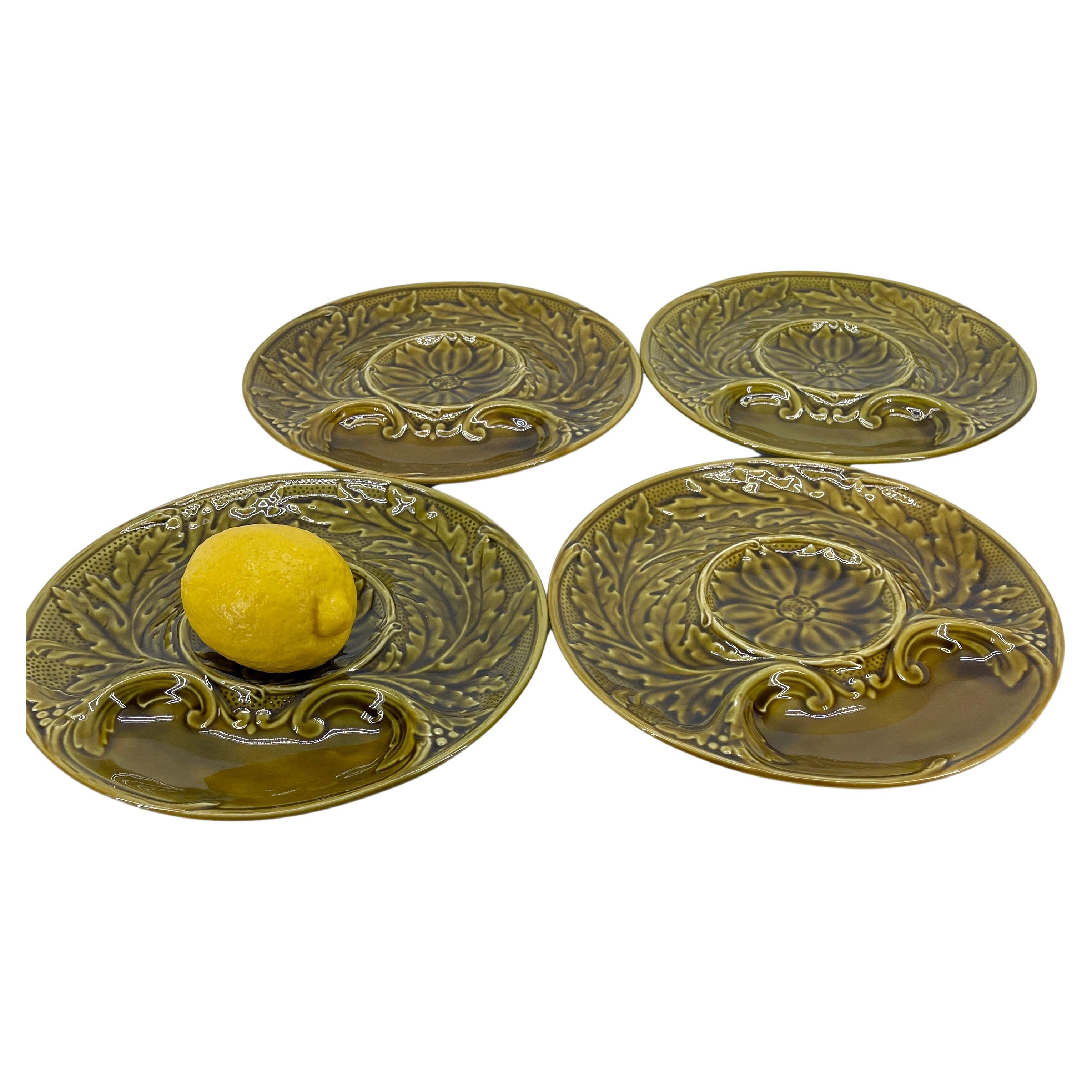 French Majolica Gien Porcelain Artichoke Plates, Set of 4 For Sale at ...