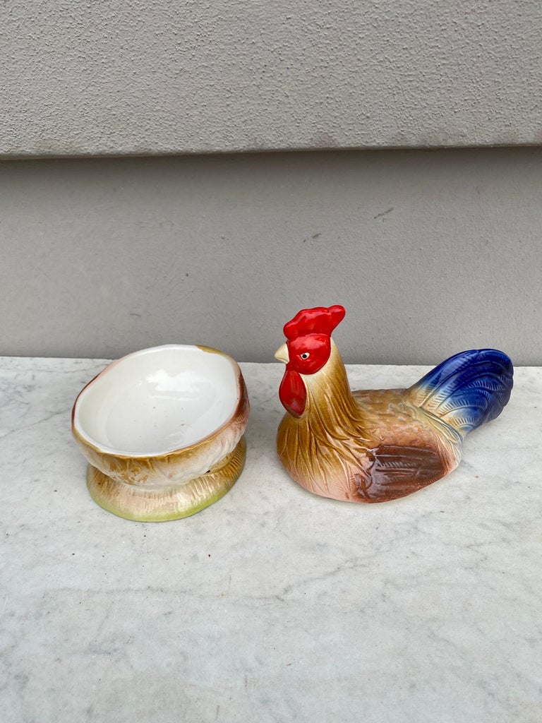 French Majolica Rooster Tureen Caugant For Sale at 1stDibs