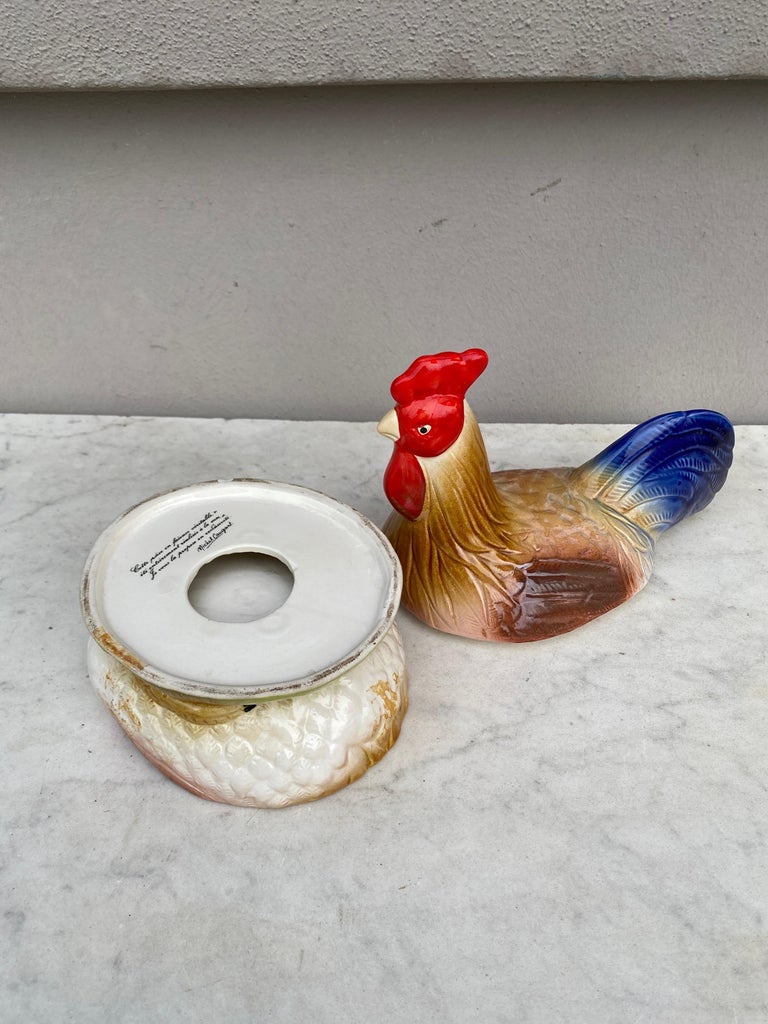 French Majolica Rooster Tureen Caugant For Sale at 1stDibs