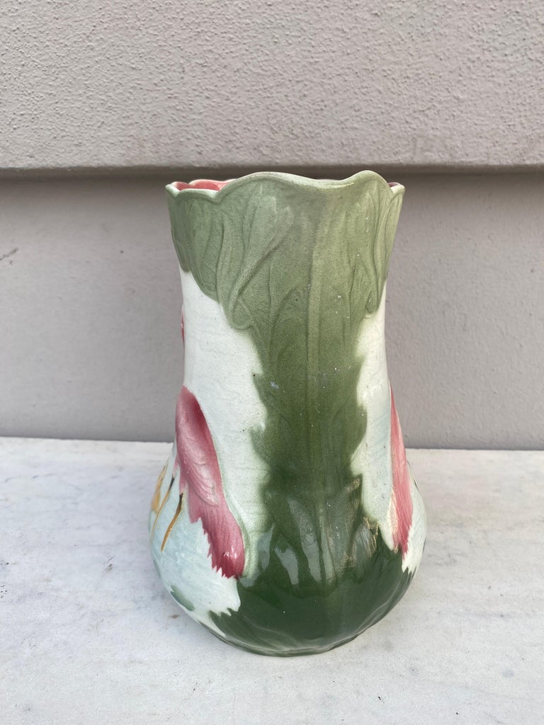 French Majolica Heron Saint Clément Pitcher, circa 1900 For Sale at 1stDibs