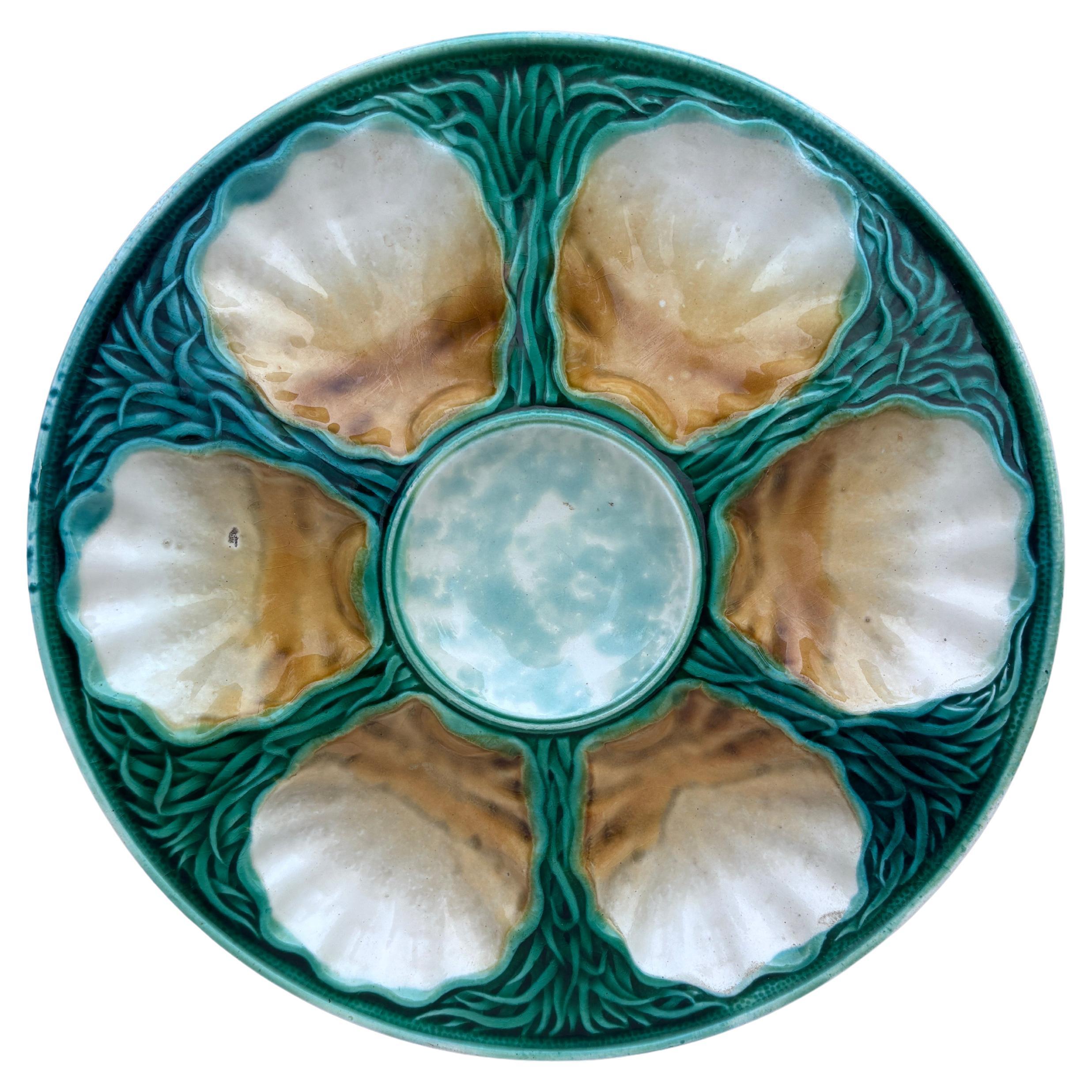 Majolica Oyster Platter Longchamp, circa 1890 For Sale at 1stDibs