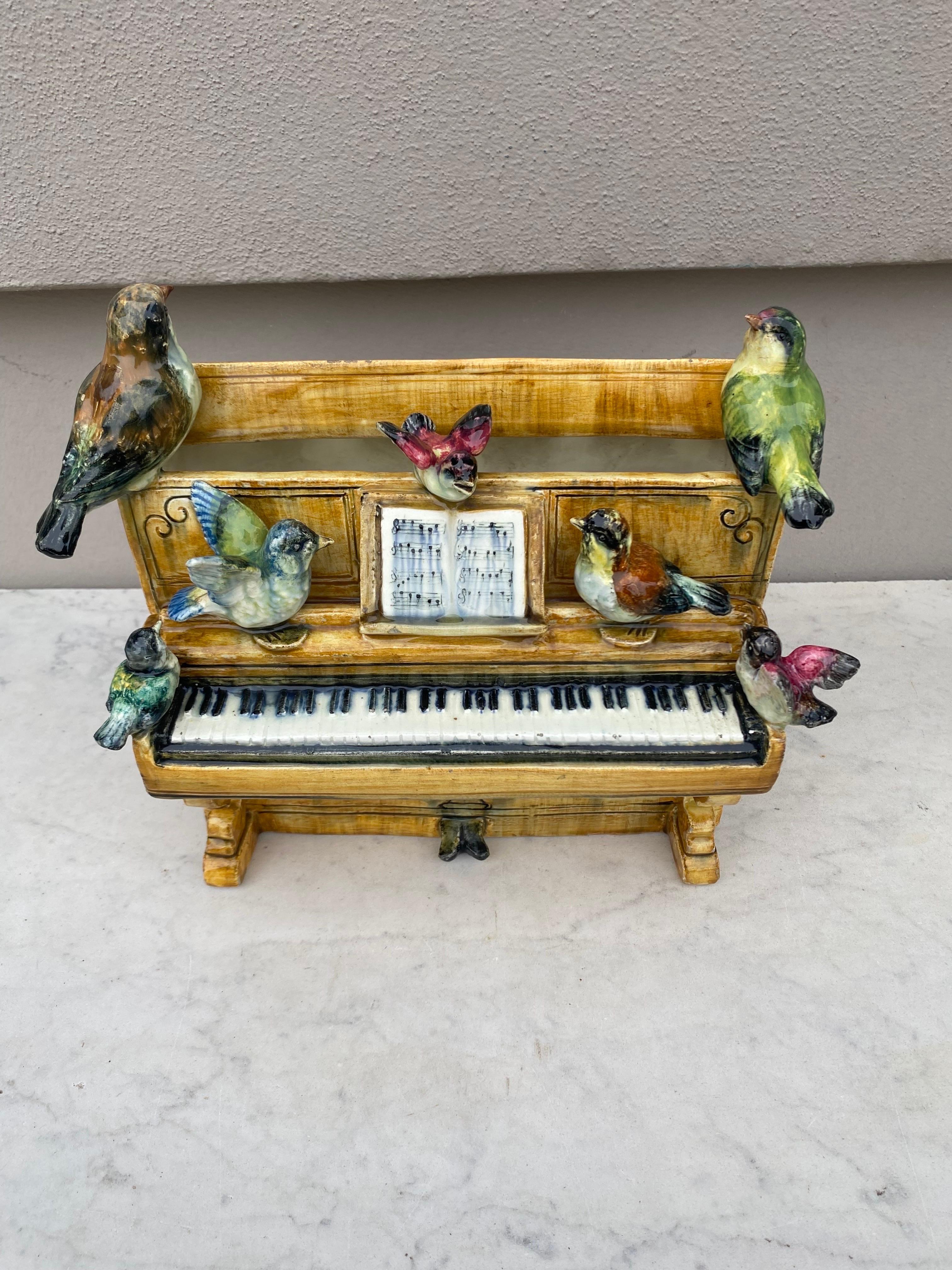 French Majolica Piano with Birds Vase Delphin Massier, circa 1890 at ...