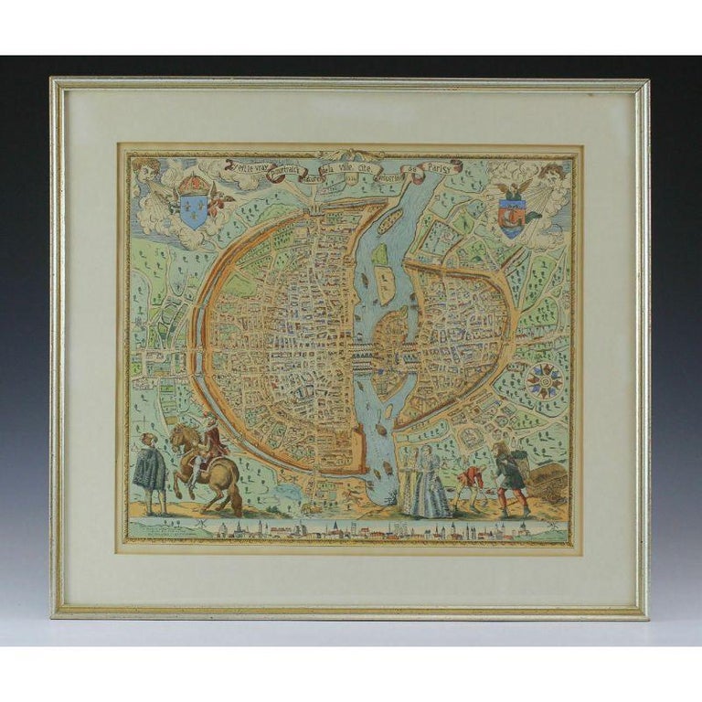 French Map of Paris, Musuem Carnavalet Rossingol University Map, 1576 ...