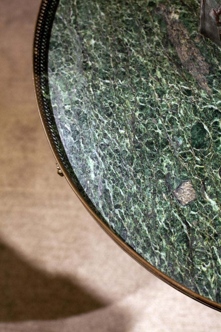 French Marble and Wood Round Table For Sale at 1stDibs