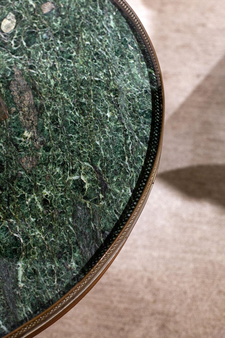 French Marble and Wood Round Table For Sale at 1stDibs