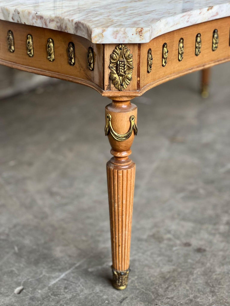 French Marble Top Coffee Table For Sale at 1stDibs
