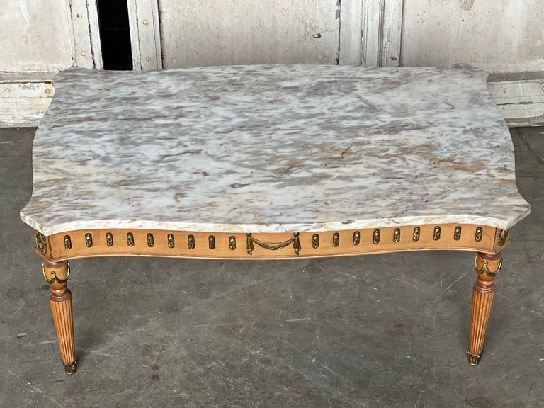 French Marble Top Coffee Table For Sale at 1stDibs