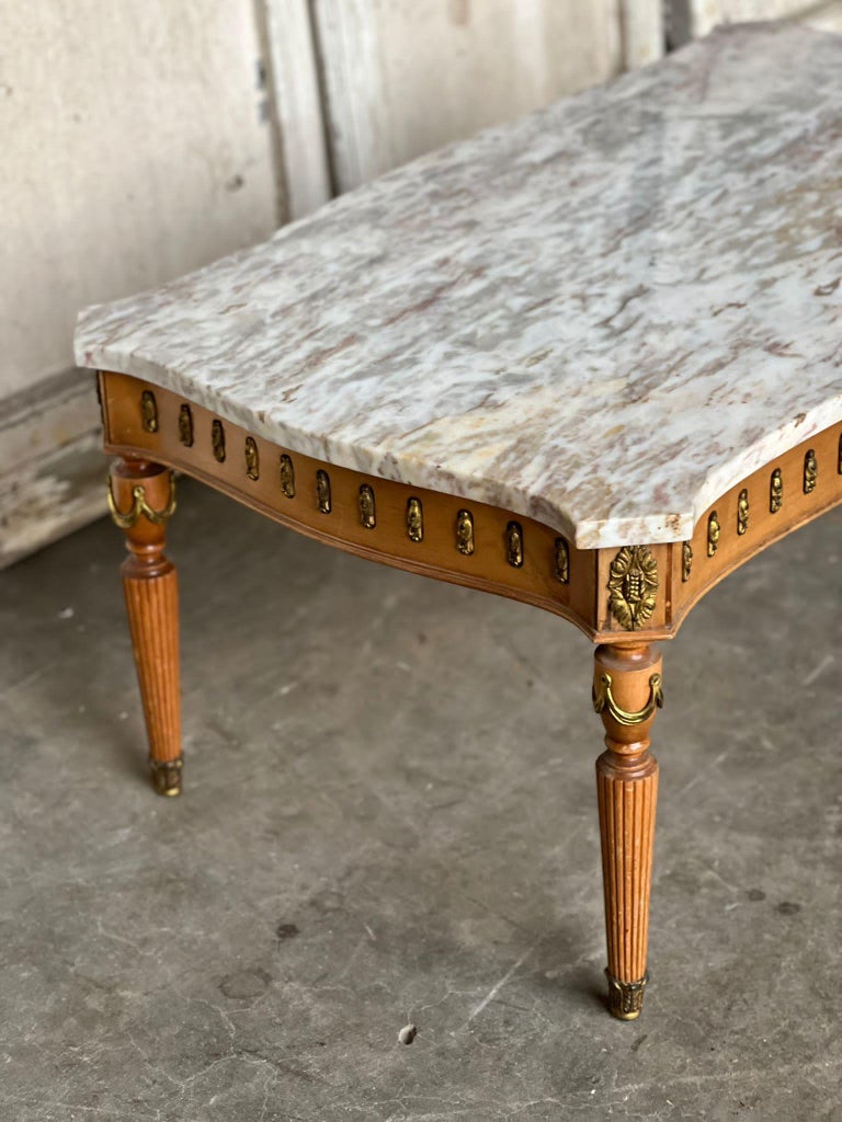 French Marble Top Coffee Table For Sale at 1stDibs