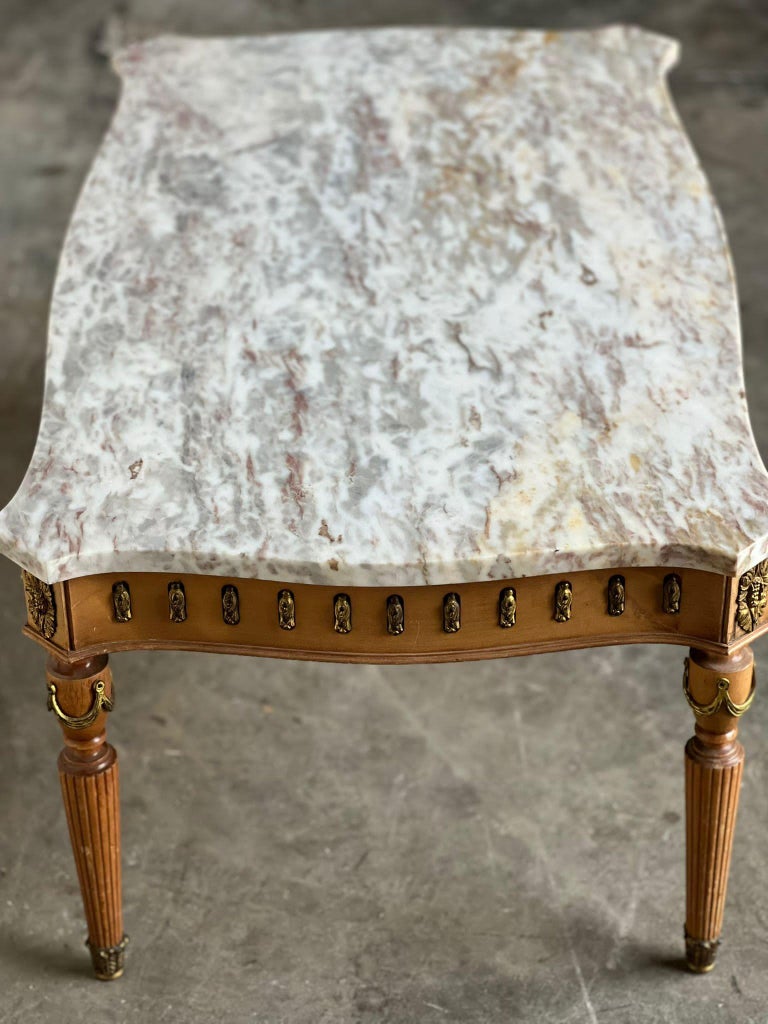 French Marble Top Coffee Table For Sale at 1stDibs