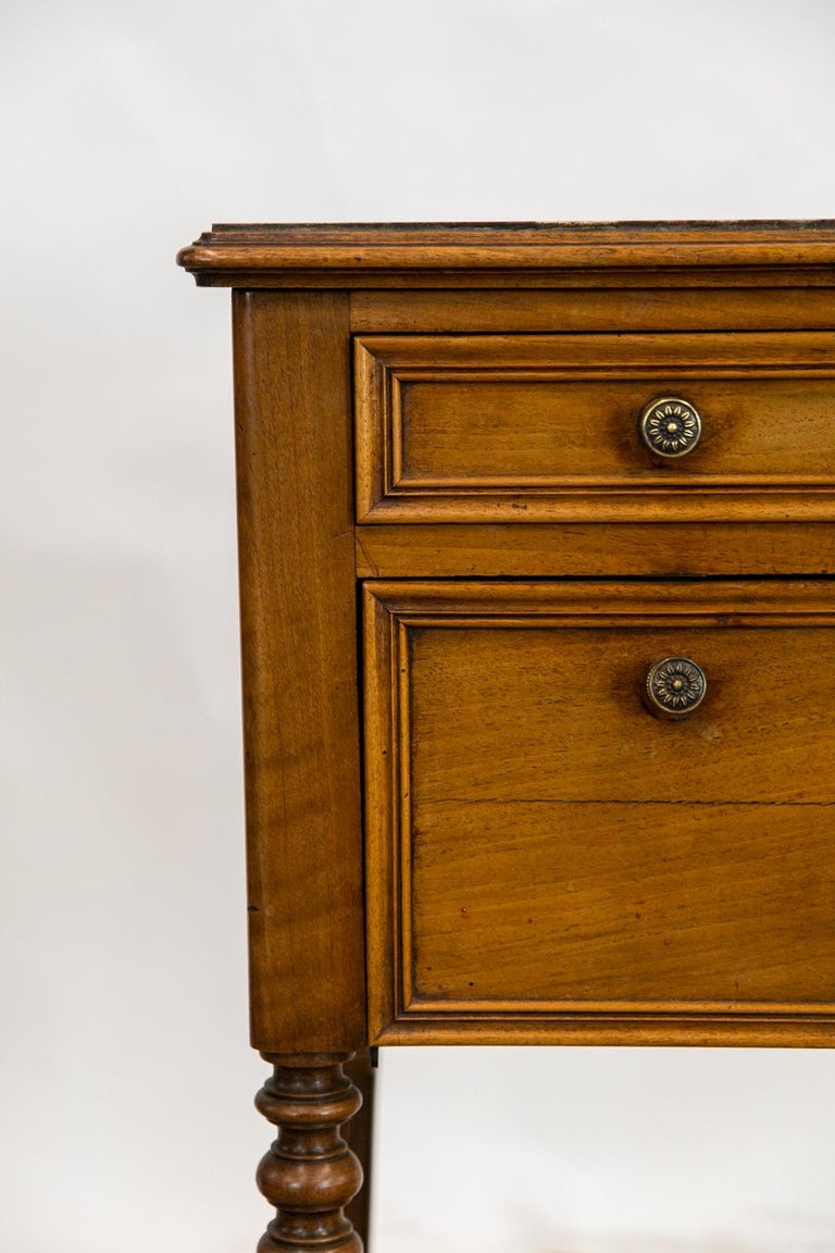 French Marble Top Walnut Night Stand For Sale at 1stDibs