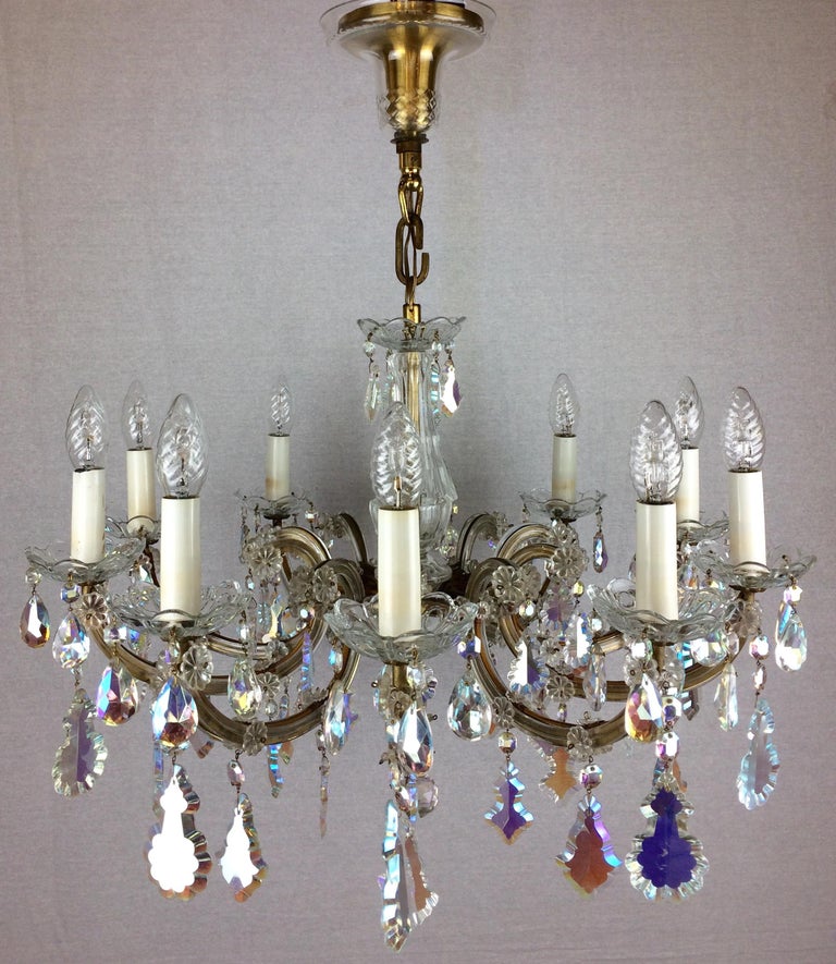 French Marie Therese Chandelier with Colored Rock Crystals 10 Arms For ...