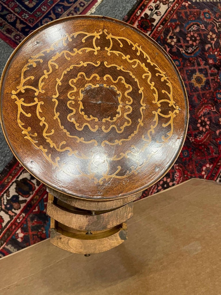 French Marquetry Side Table with Drawers and Brass Escutcheons, 20th ...