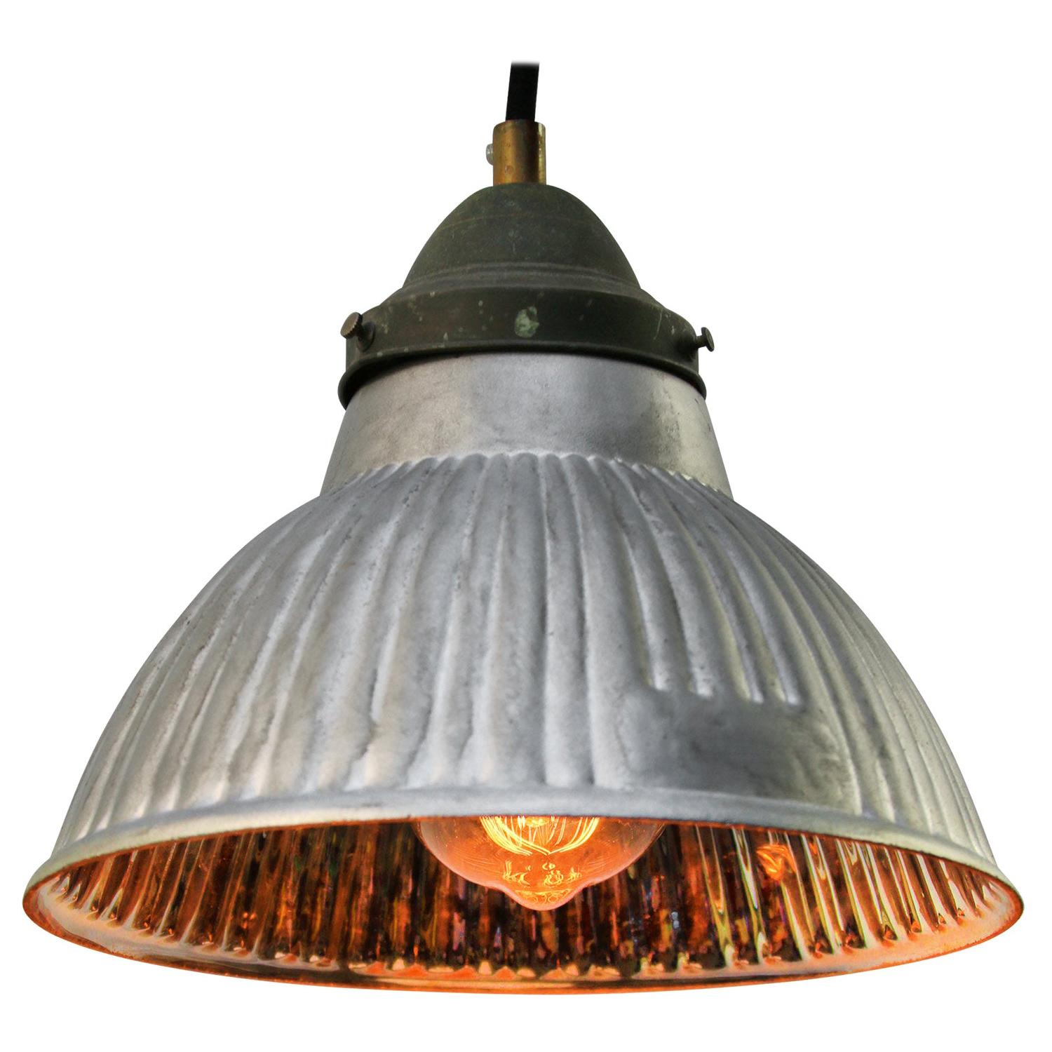 Fluted Glass Hanging Light by Holophane For Sale at 1stDibs