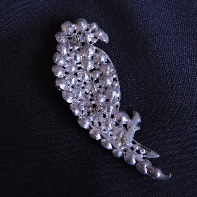 French Metal and Rhinestone Parrot Brooch For Sale at 1stDibs