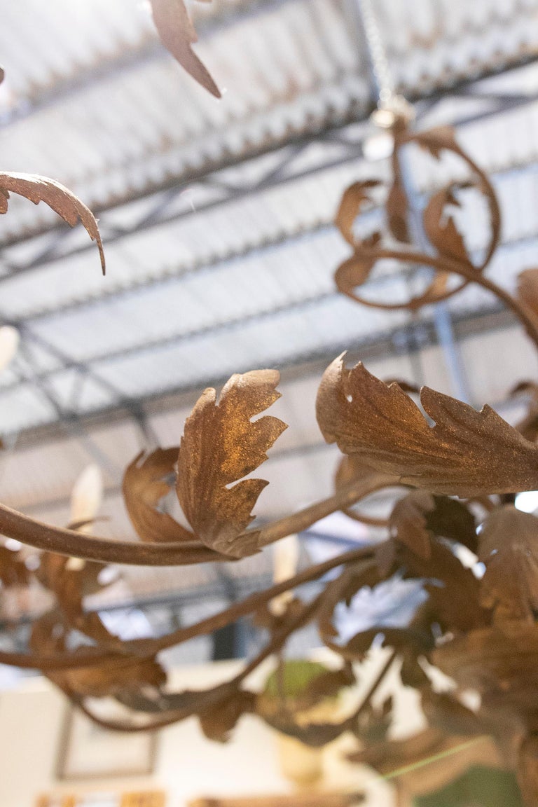French Metal Lamp with Ten Arms with Vegetable Leaf Shapes at 1stDibs