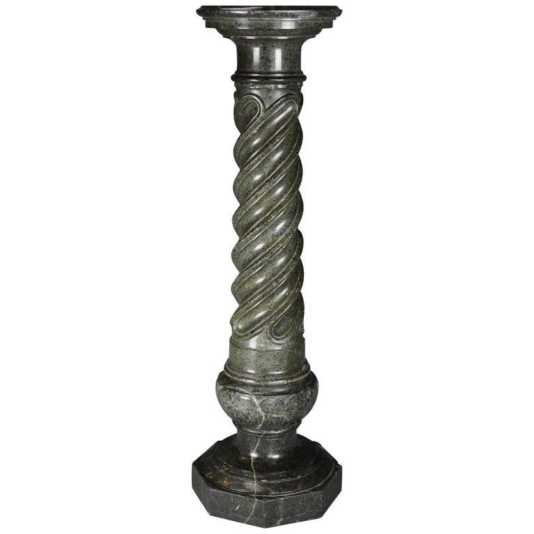 French Mid-19th Century Green Serpentine Marble Column For Sale at 1stDibs