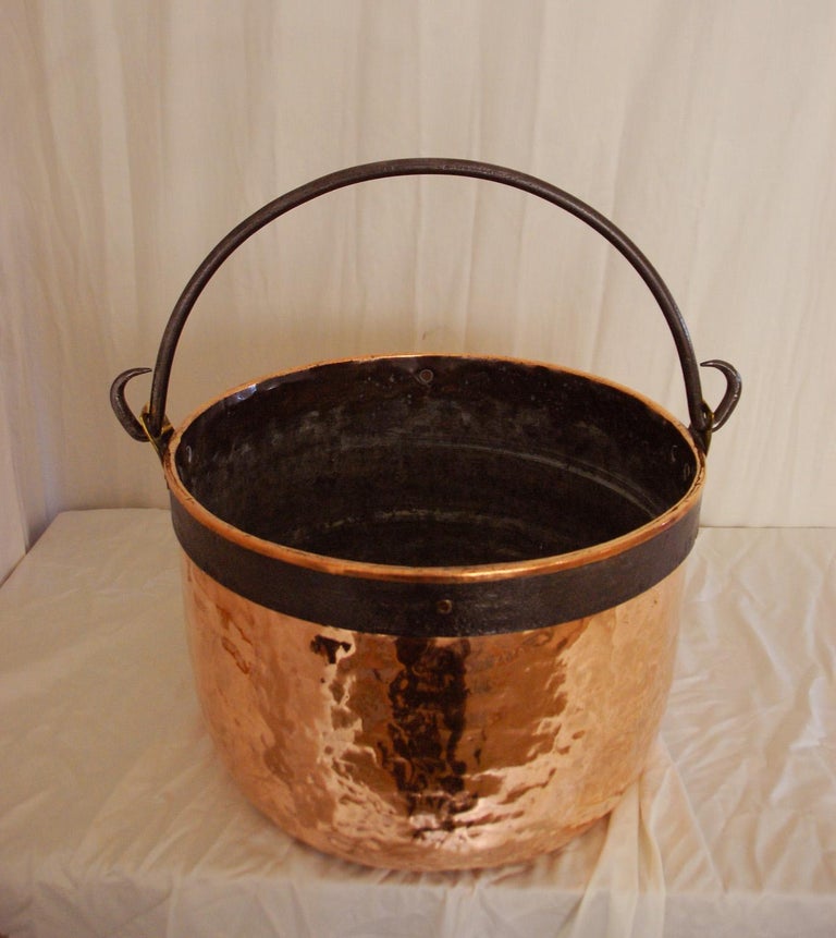 French Mid 19th Century Large Copper Cauldron with Swing Handle and ...