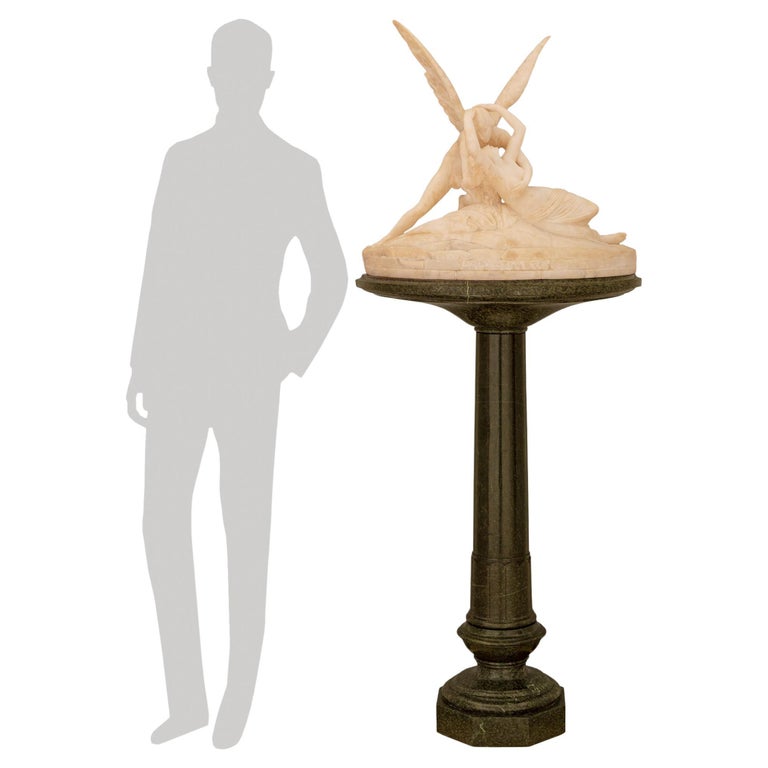 French Mid-19th Century Neo-Classical St. Alabaster Statue of Cupid and ...