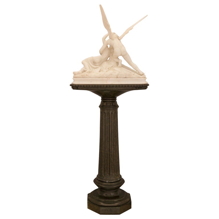 French Mid 19th Century Neo-Classical St. Statue of Cupid and Psyche ...