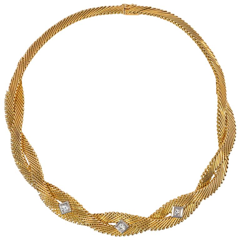 1960s French Gold Necklace with Radiant Motif For Sale at 1stDibs ...