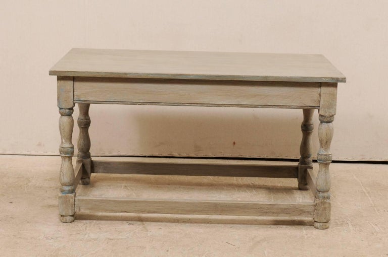French Mid-20th Century Painted Wood Coffee Table on Turned Legs For ...