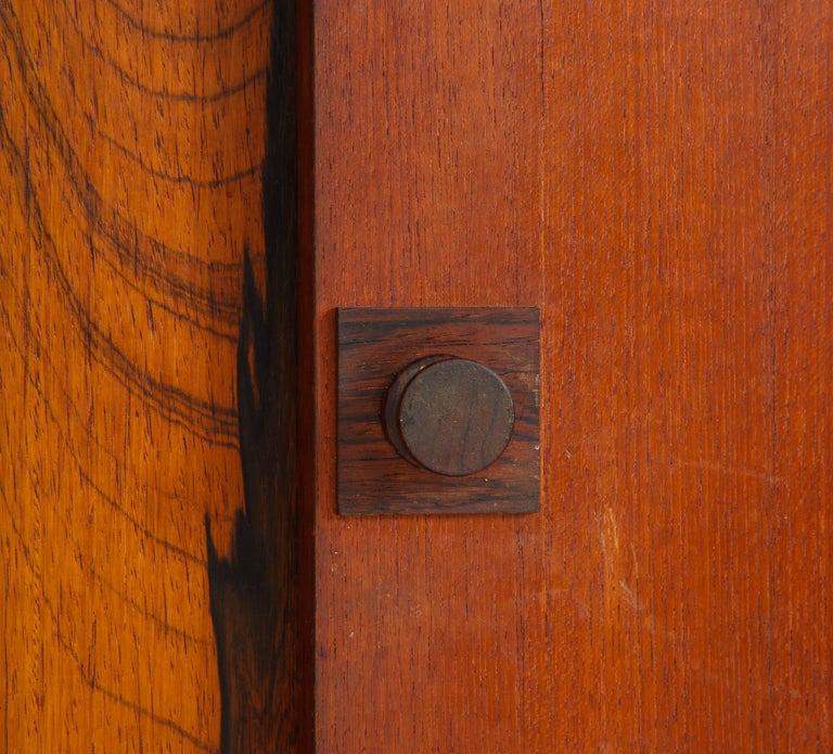 French Midcentury Cabinet with Sliding Door and Unique Hardware Details ...