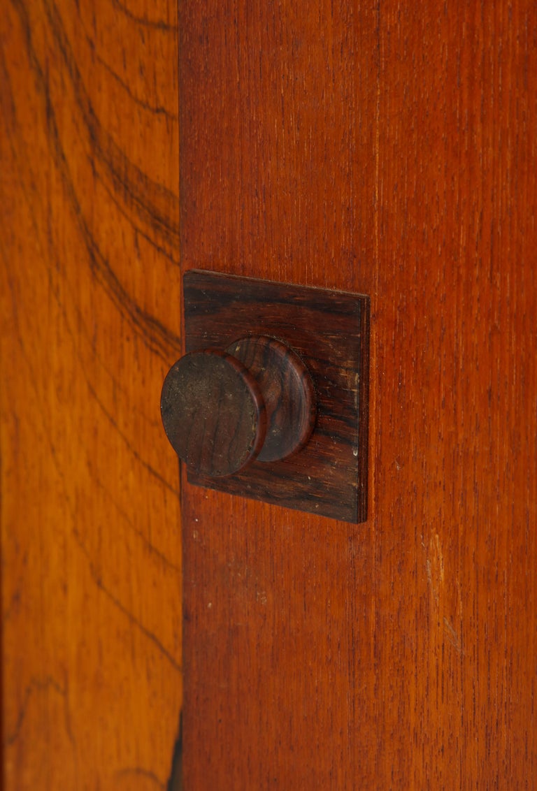 French Midcentury Cabinet with Sliding Door and Unique Hardware Details ...