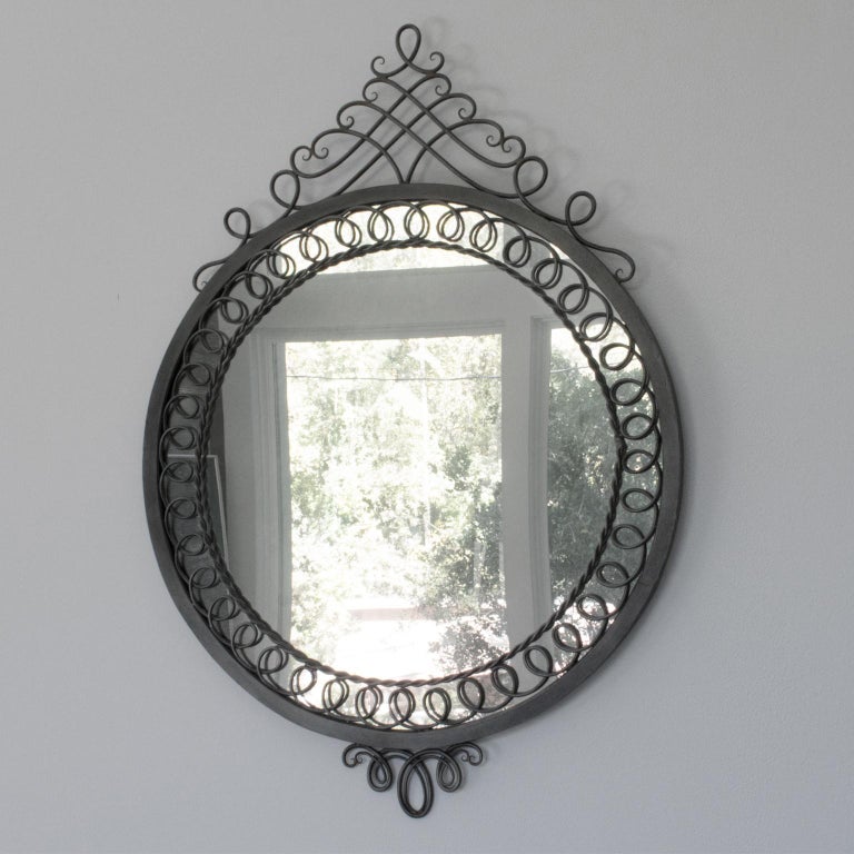 French Mid-Century Cast Iron Ornate Wall-Mounted Mirror, 1950s For Sale ...