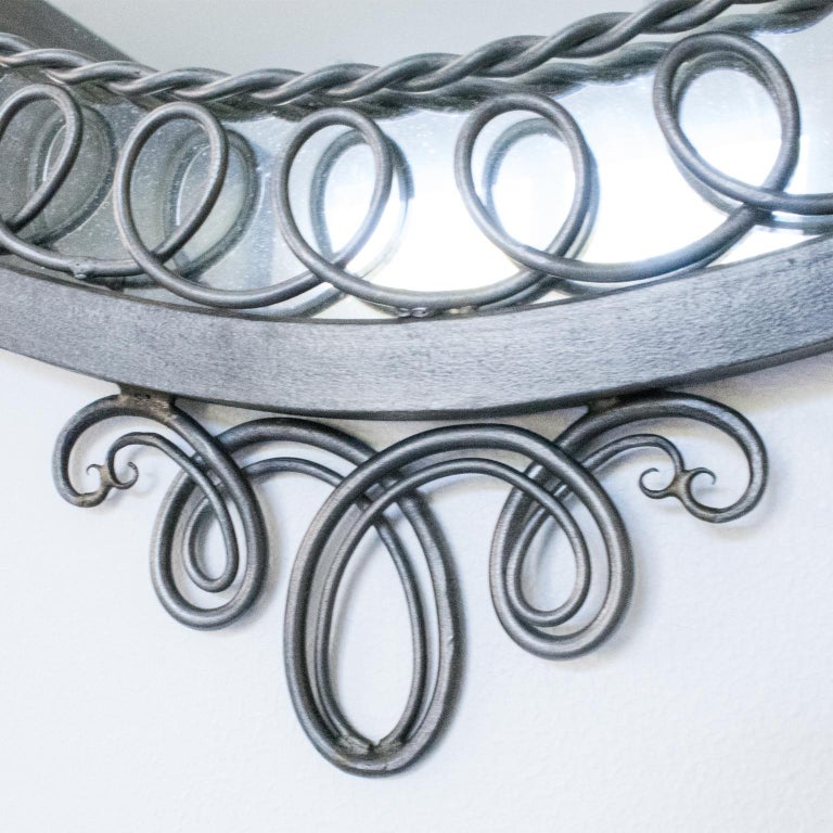 French Mid-Century Cast Iron Ornate Wall-Mounted Mirror, 1950s For Sale ...