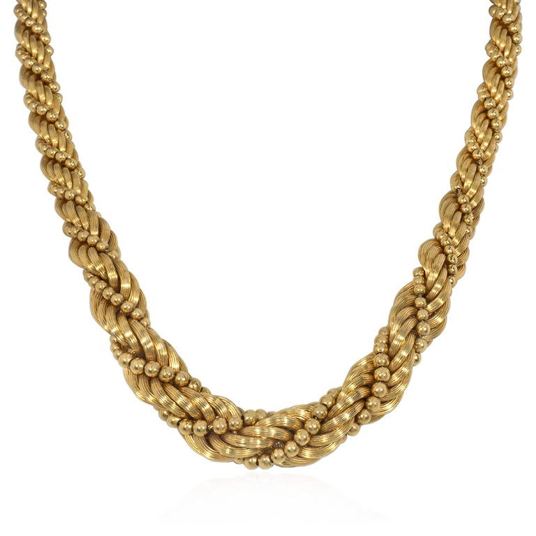 French Midcentury Gold Necklace of Graduated Rope Twist Design For Sale ...