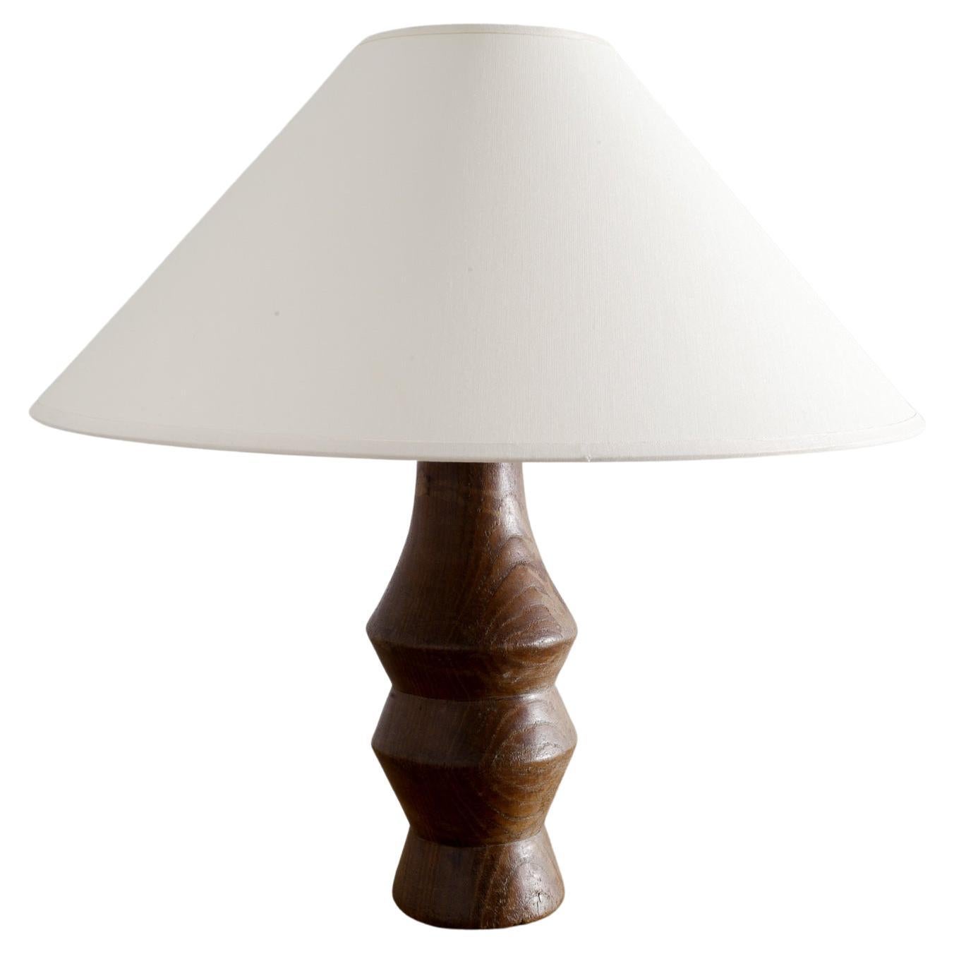 Pair of Wooden Brutalist Table Lamps in a Primitive Style at 1stDibs