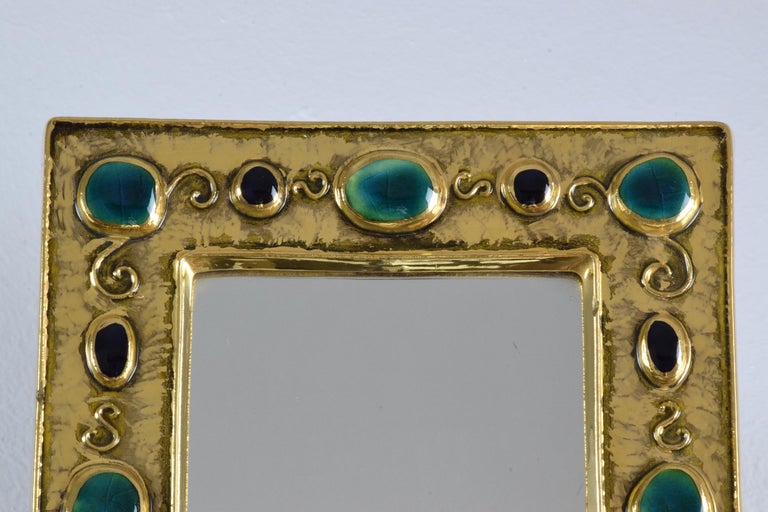 French Midcentury Ceramic Mirror Frame by François Lembo, 1960s at 1stDibs