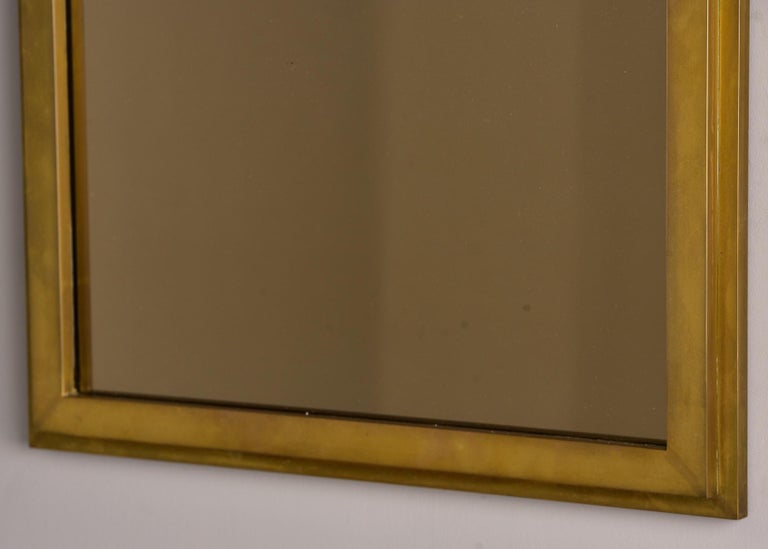 French Mid Century Mirror in Cased Steel Frame with Gold Finish For ...
