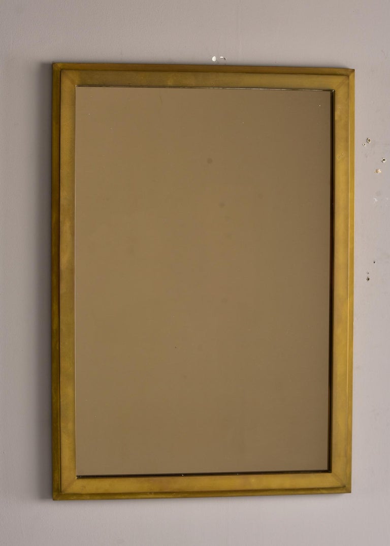 French Mid Century Mirror in Cased Steel Frame with Gold Finish For ...
