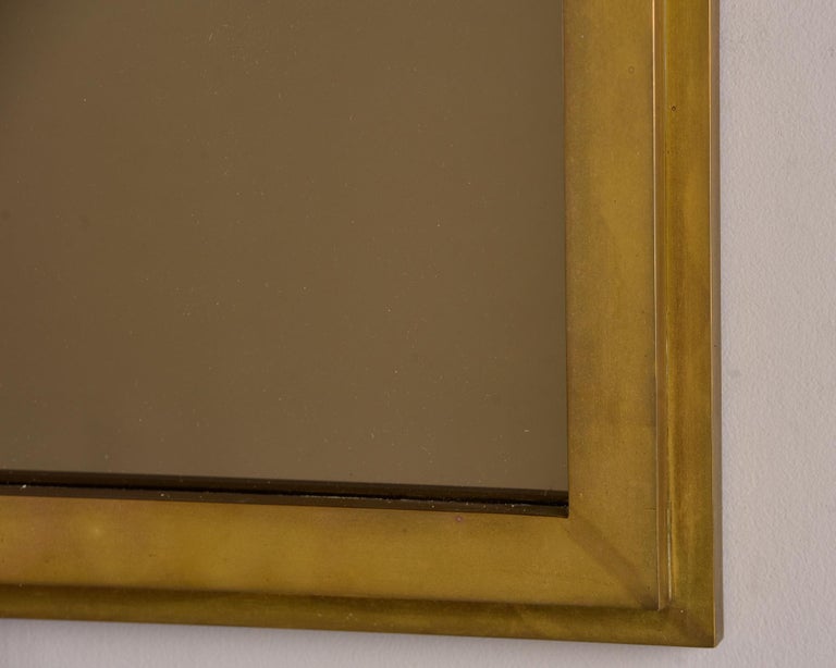 French Mid Century Mirror in Cased Steel Frame with Gold Finish For ...