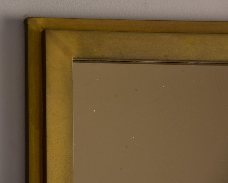 French Mid Century Mirror in Cased Steel Frame with Gold Finish For ...