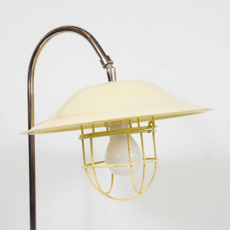 French Mid-Century Modern Chrome and Lemon Cream and Black Enamel Table ...