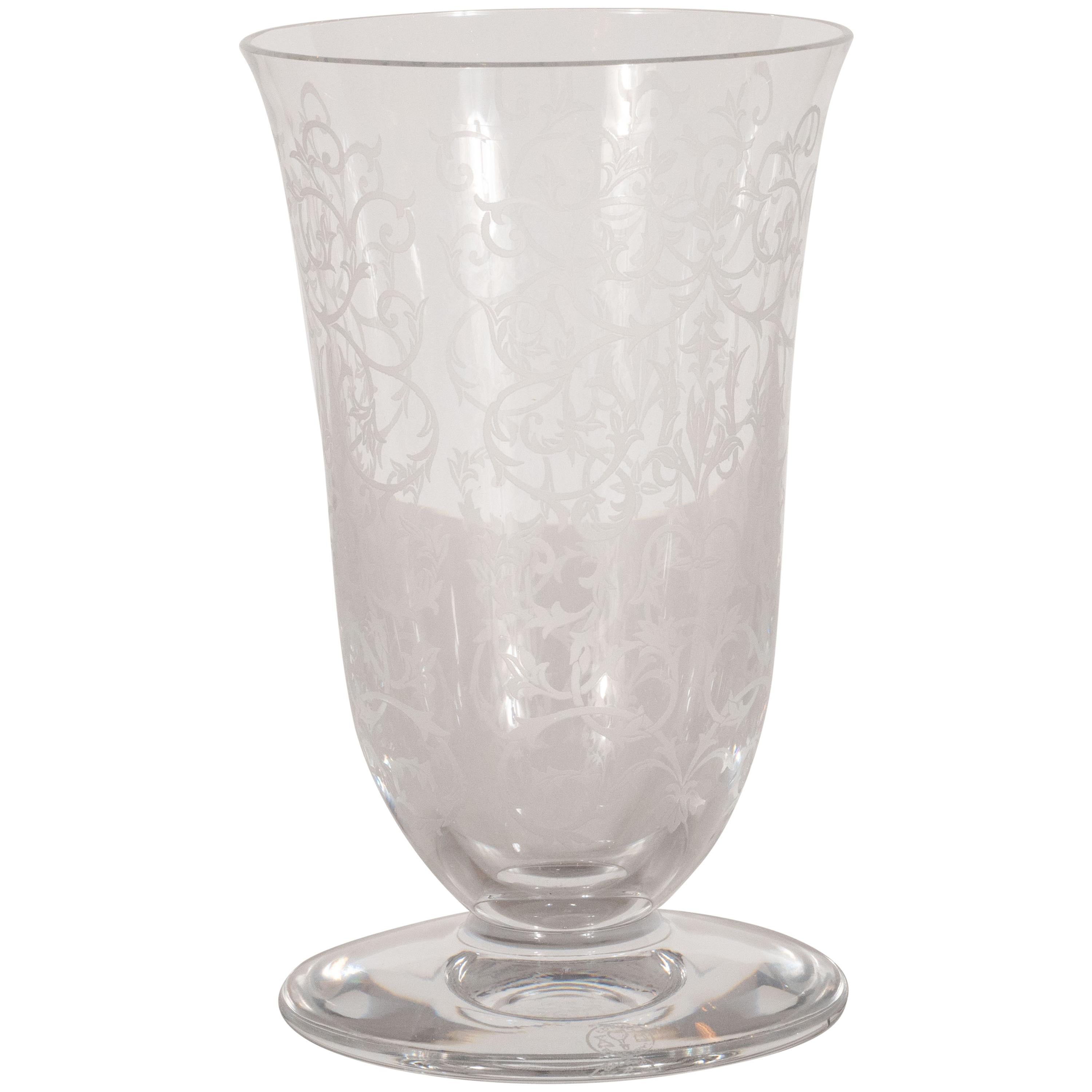 French Mid-Century Modern Foliate Etched Crystal Vase by Baccarat at ...