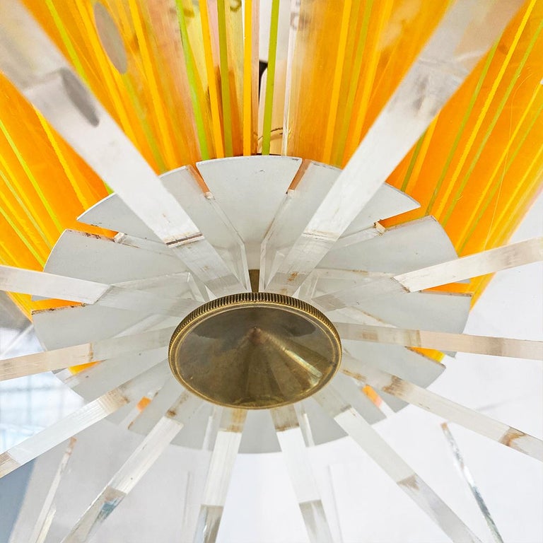 French Mid-Century Modern Plexiglass Chandelier with Geometric ...