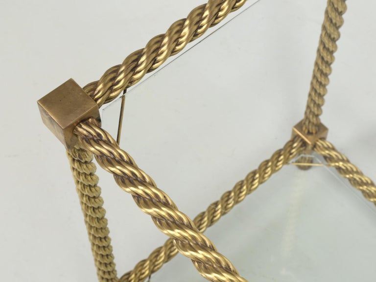 French Mid-Century Modern, Twisted Brass Rope End Table at 1stDibs