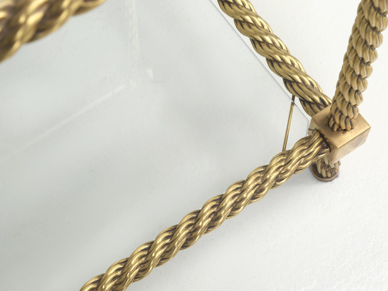 French Mid-Century Modern, Twisted Brass Rope End Table at 1stDibs