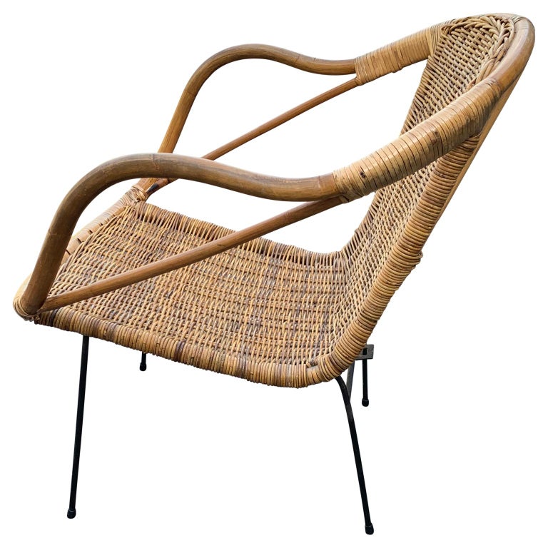 French Mid-Century Rattan Patio Armchair For Sale at 1stDibs | mid ...