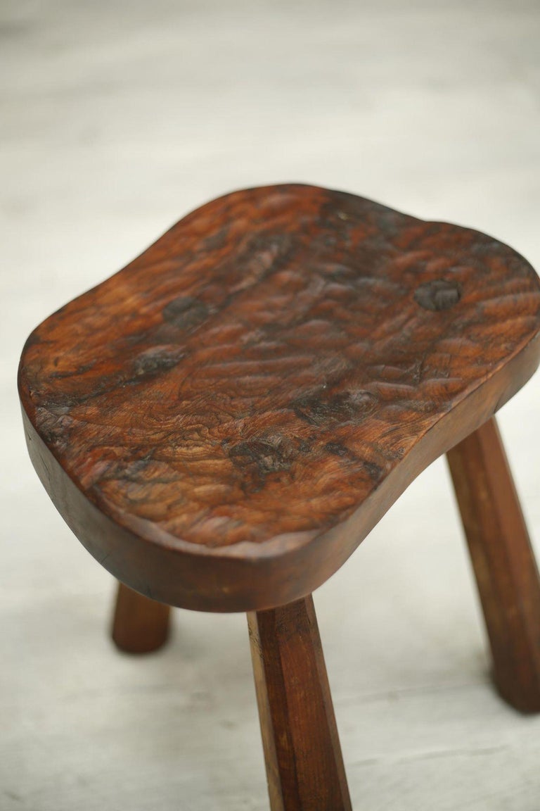 French Mid Century Rustic Stool at 1stDibs