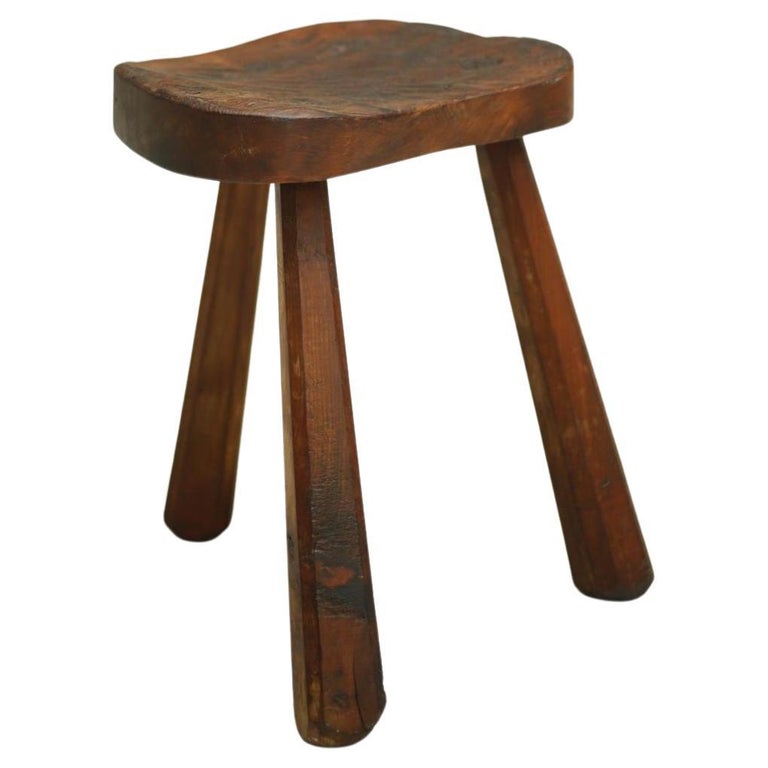 French Mid Century Rustic Stool at 1stDibs