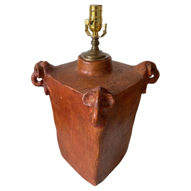 French Mid Century Solid Terracota Table Lamp For Sale at 1stDibs
