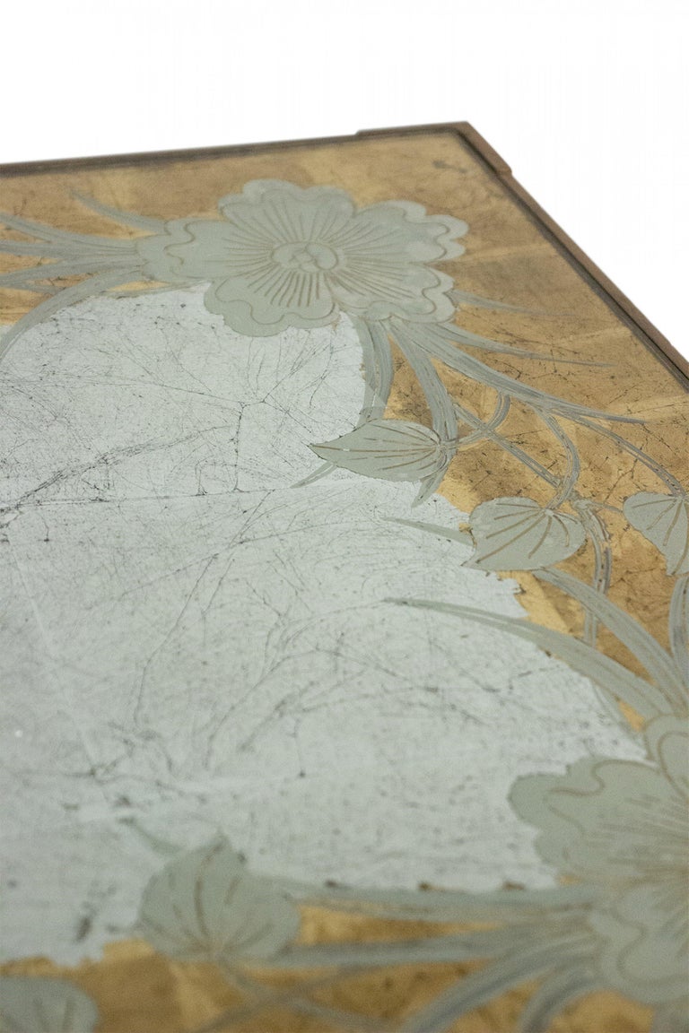 French Mid-Century Square Églomisé and Giltwood End / Side Table For ...